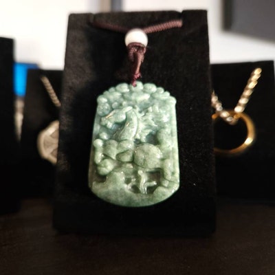Real Jade Necklace, Kirin Qilin Jadeite Carving Pendant, Chinese Men ...