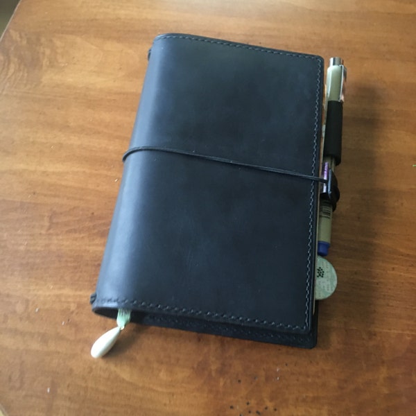 Leather Personalized Black Pocket Journal Cover Field Notes Travelers ...
