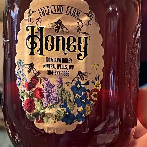 Custom Honey Labels, Wildflower Honey Stickers, Raw Honey Bottle Labels ...