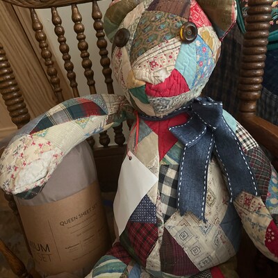 Stuffed Quilted Dog Made From a Vintage Quilt, Soft Dog Toy, Vintage ...