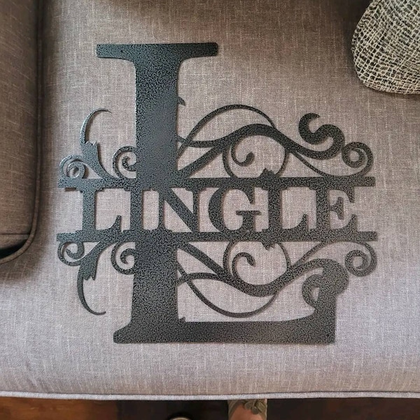 Metal Last Name Monogram | SPLIT LETTER MONOGRAM | Family Name Sign ...