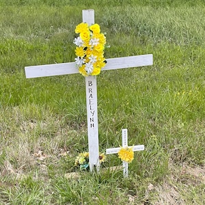 STEEL Infant Cross With Bear Figures// Infant Grave Marker// - Etsy