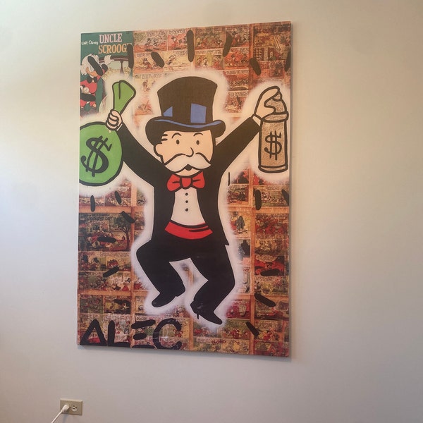 Rich Man Wall Art Abstract Graffiti Print Money Motivation Canvas ...