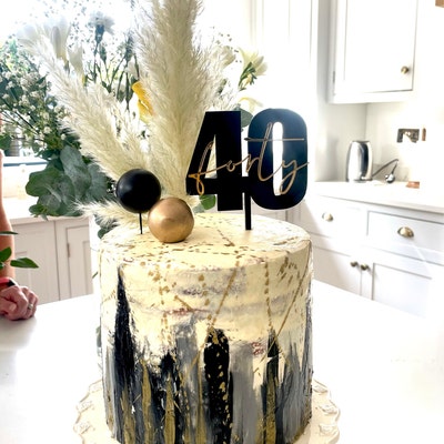 40 Cake Topper Birthday Forty Cake Topper 40th Cake Ideas Gold Happy ...