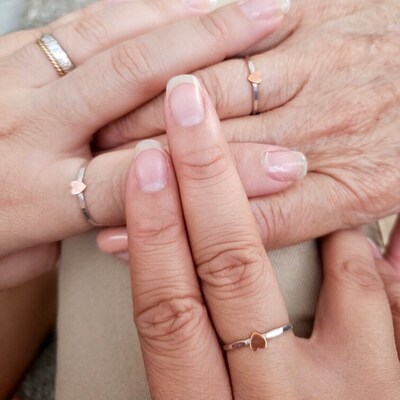 Copper Heart Stack Ring Stack Ring Sterling Silver Stack - Etsy