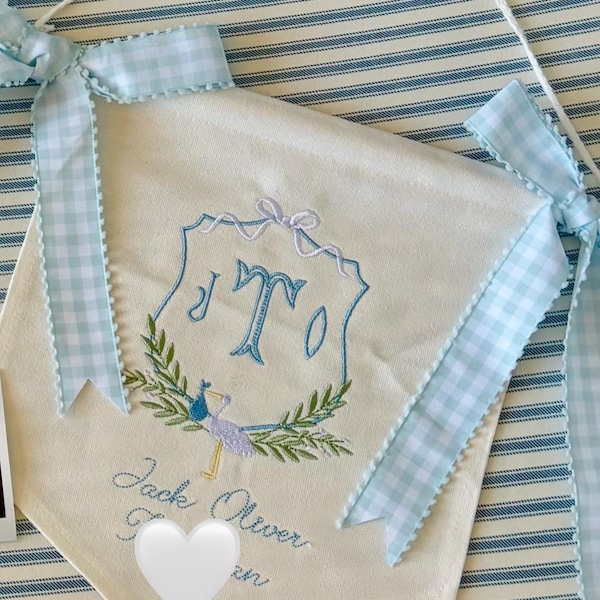 Custom Stork Baby Hospital Banner | Embroidered Birth Announcement ...