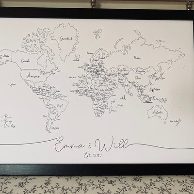 Personalised World Travel Push Pin Map Framed 100 Free Pins - Etsy UK