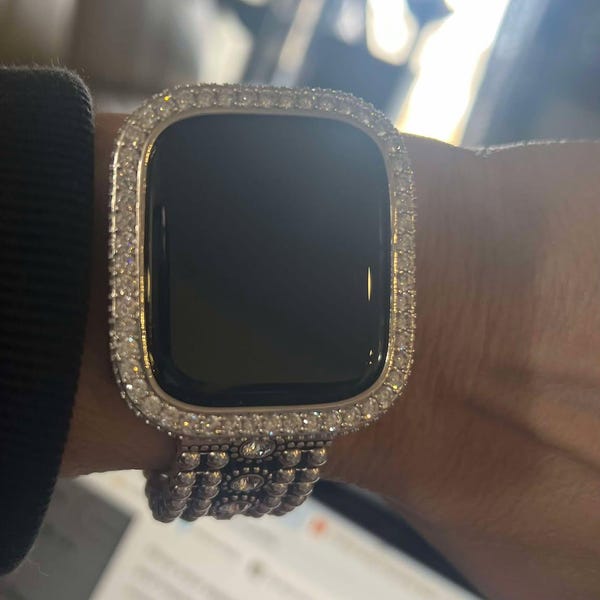 Custom Apple Watch Cover Silver Lab Diamond Bezel, Apple Watch Case ...