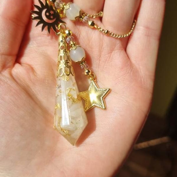 Gothic Gilded and Blue Obsidian Divinatory Pendulum, Resin Pendulum ...