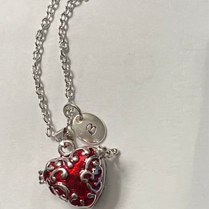 RUBY RED Enamel Heart Locket Necklace, SMALL Seaglass Locket, Prayer ...