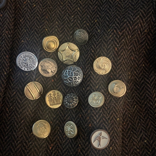 Vintage Metal Buttons Grab Bag Lot, Quantity Choice, Mixed Sewing ...