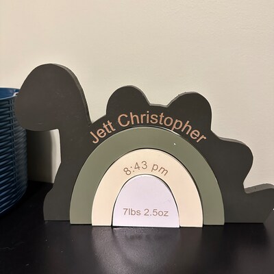 Dinosaur Stackable Rainbow, Personalized, Dinosaur Nursery Decor, Birth ...