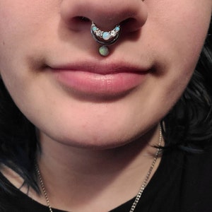 Double Septum Ring, Crescent Moon Hoop, Daith Hoop, Hinged Clicker Hoop ...