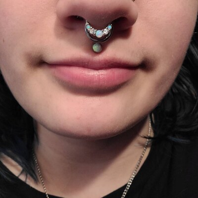 Double Septum Ring, Crescent Moon Hoop, Daith Hoop, Hinged Clicker Hoop ...
