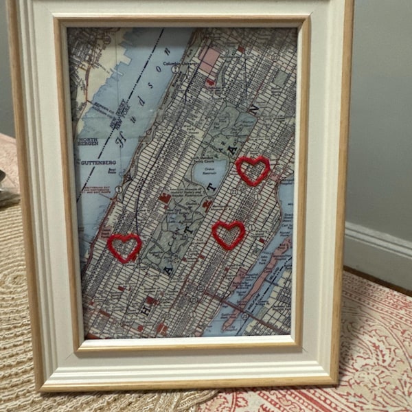 Auckland Heart Map | Custom Embroidery Art | Personalized Anniversary ...