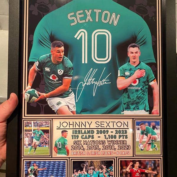 Johnny Sexton Ireland Rugby Legend Shirt Back Print / Poster / Framed ...