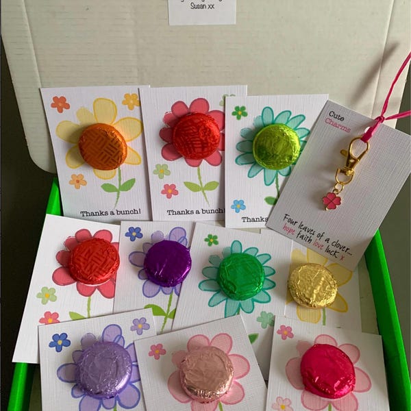Tiny Treats! 'thank You' Flower Theme Chocolate Token Cards. Various ...