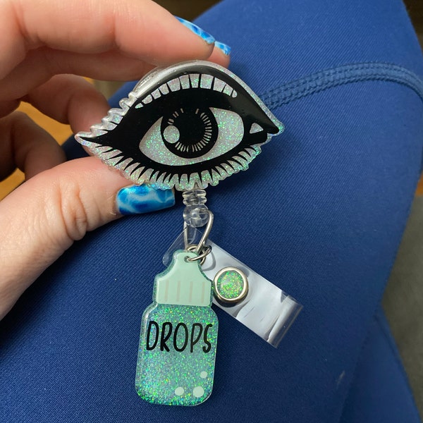 Eye With Eye Drops Badge Reel | Eye Dr Badge Reel | Ophthalmology ...