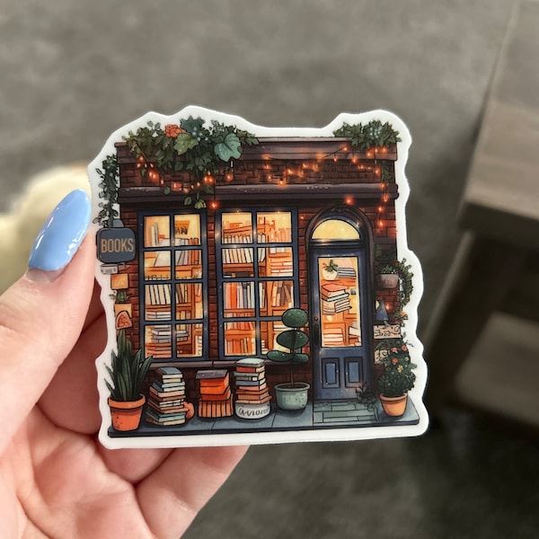 Fall Bookshop Sticker, Bookshelf Sticker, Autumn Bookstore Sticker ...