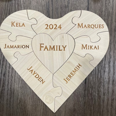Custom Family Wooden Heart Puzzle Family Unity Puzzle Pregnancy Puzzle ...