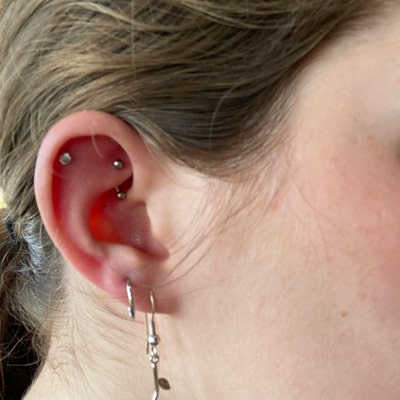 14K Solid Gold Vertical Helix Piercing/hidden Rook Dangle Earring ...