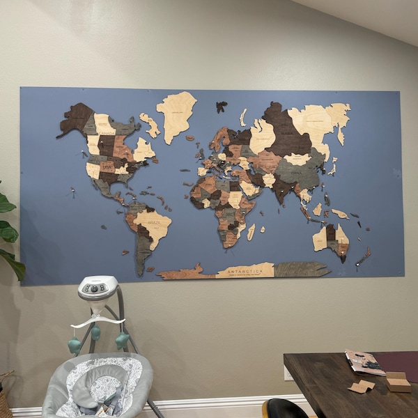 Wooden World Map Enjoy the Wood, Home Decor, World Map Wall Art, 5th ...