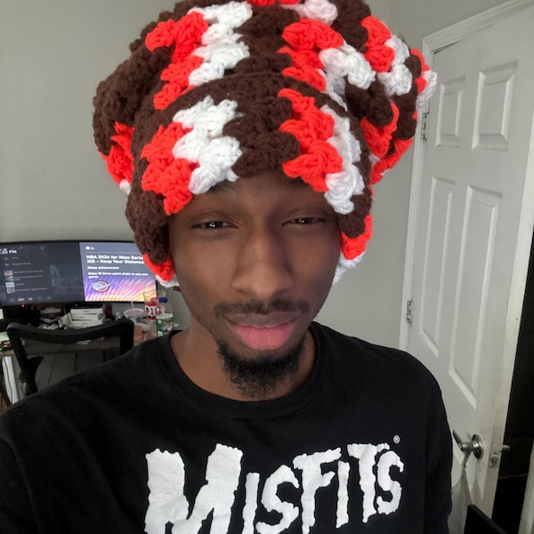 Pastel Crochet Cat Ear Beanie, Ombré Stripe Cat Ear Beanie, Oversized ...