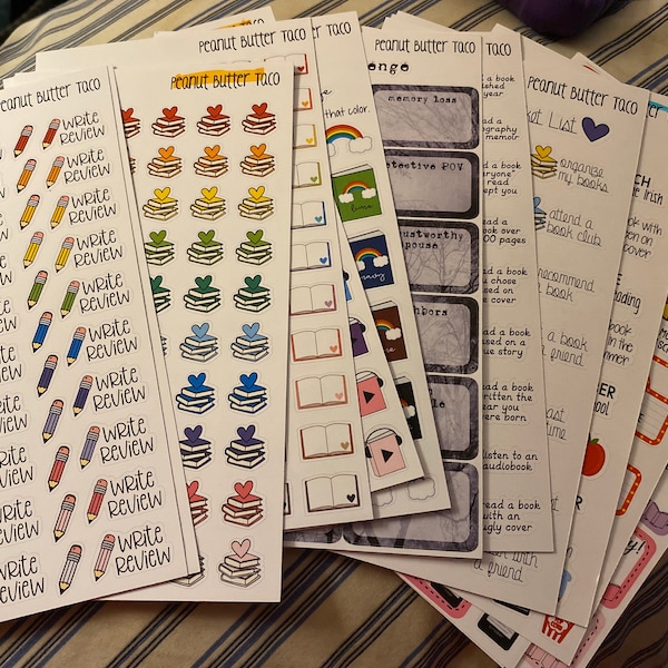 Reading Challenge Planner Stickers - Reading Planner Stickers - Reading ...