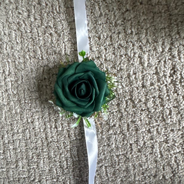 Emerald Green Corsage Wedding Green Gold Corsage Hunter Green Wrist ...