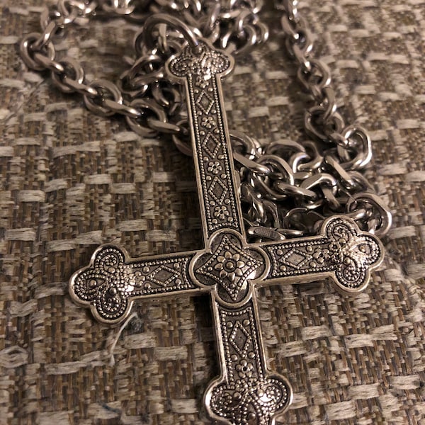INVERTED CROSS Necklace, Upside Down Cross, Satanic Jewelry, Occult ...