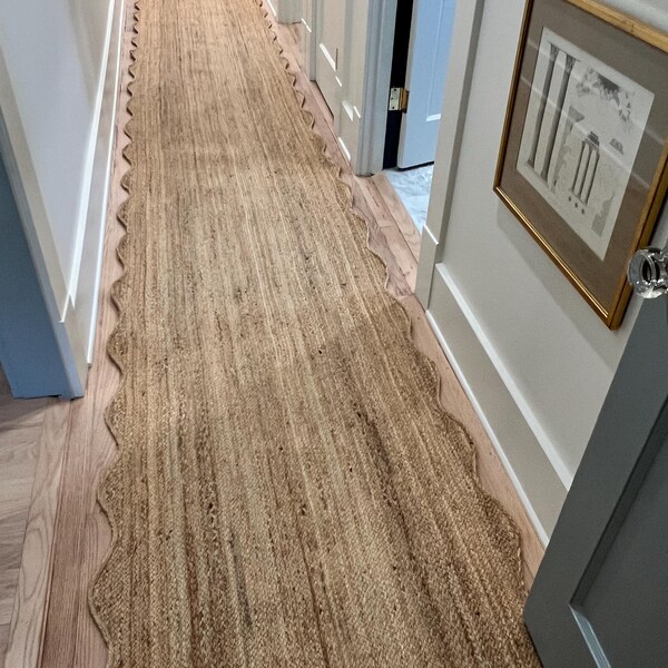 Scallop Rug Natural Jute Rug, Scallop Jute Rug, Scalloped Rug, Area Rug ...