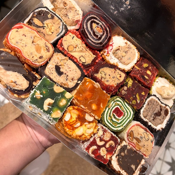 Gourmet Turkish Delight Lokum Gift Box, Assorted Flavors (approx 1kg ...