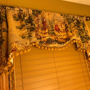 Projet-french General Aviary Toile Indigo-window Valance Lined - Etsy