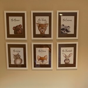 Set of Six 6 Woodland Animal Theme Nursery Art Prints With Cute Forest ...