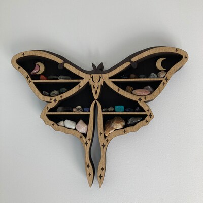 Coppermoon Luna Moth Crystal Shelf, Luna Moth Shelf, Luna Moth Wooden ...