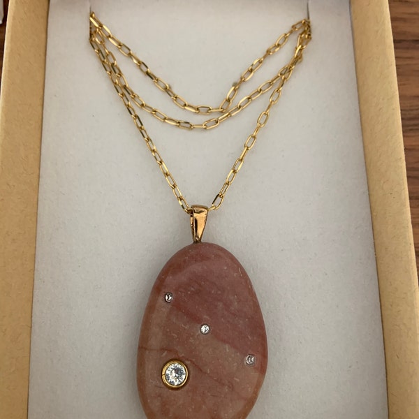 Personalized Pebbles Necklace. Diamond Gold Stone Necklace With ...