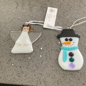 Christmas Tree Fused Glass Decoration With 2 Robins - Etsy UK