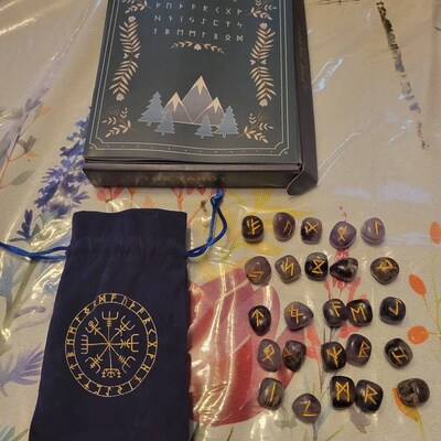 Rune Stones Gift Set Includes 21 Page Guide Book and Free Satin Lined ...