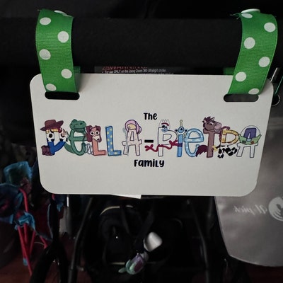 Personalized Family Name Stroller Tag, Amusement Theme Park Sign for ...