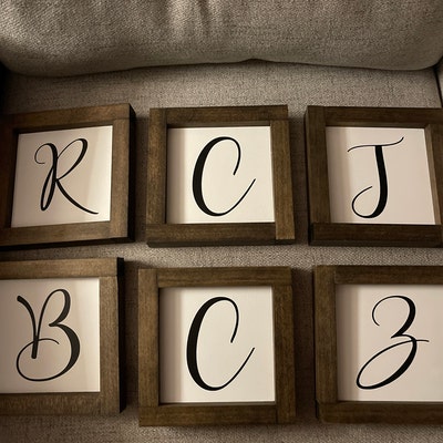 Monogram Family Initial Wood Sign for Gallery Wall, Farmhouse Style ...