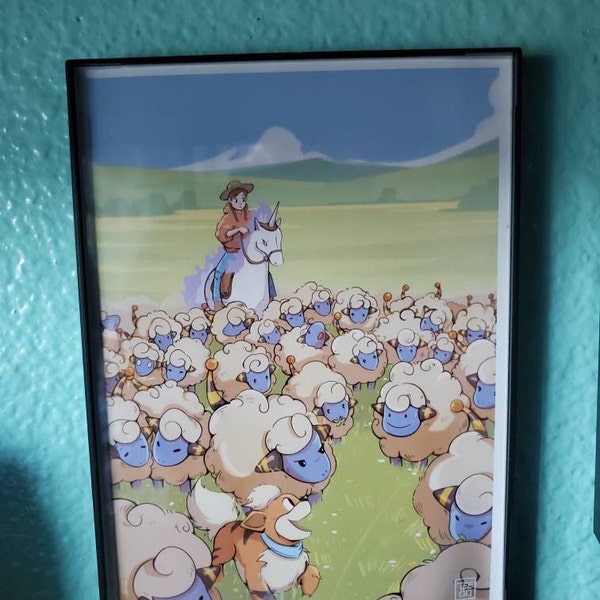 The Odd Sheep Mareep Prints, Growlithe, Ditto, Landscape Pokemon Print ...