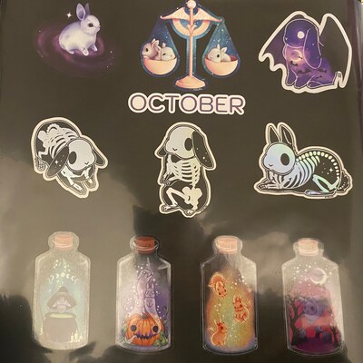 Running Skelebun Holographic Rabbit Vinyl Sticker A Spooky Halloween ...