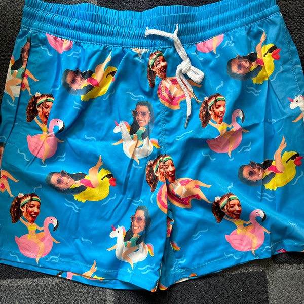 Custom Men Bathing Suit Funny Swim Trunks Personalized Face Men