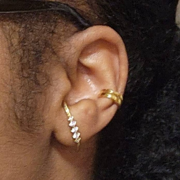 Double Band Ear Cuff - Dainty Ear Cuff - Gold Ear Cuffs - Simple Ear ...