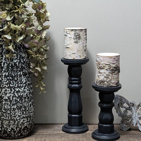 Cass Farmhouse Style Candlesticks / Wood Candlestick / Farmhouse ...