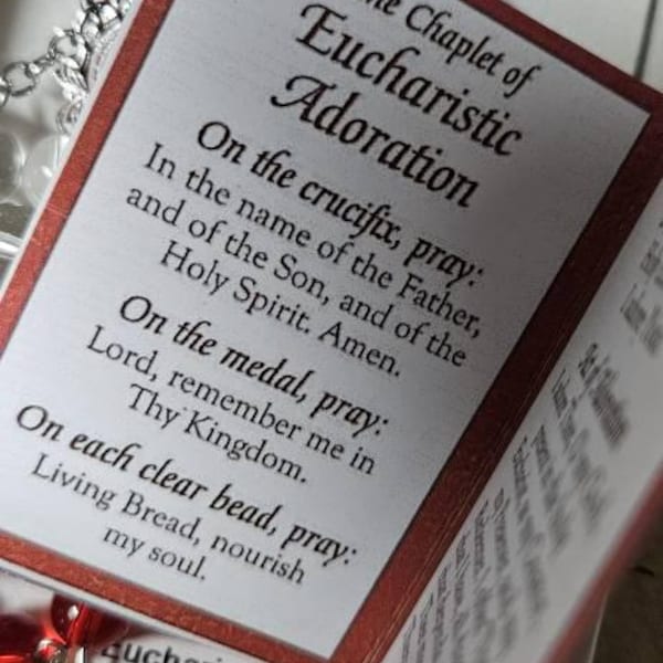 Chaplet of Eucharistic Adoration,how to Pray the Chaplet Card ...