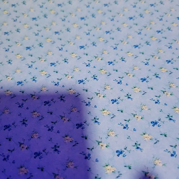 Dolls House Wallpaper 1/12th or 1/24th Scale Quality Paper Blue Floral ...