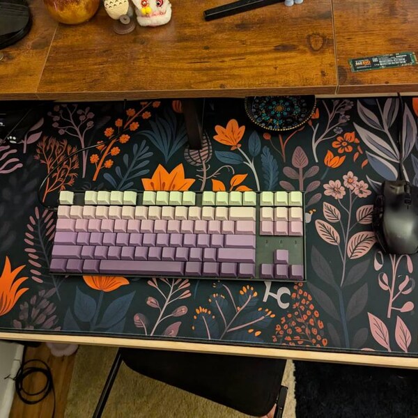 Desk Mat Cute Black Cat Anime Inspired Blue Sky Keyboard Mouse Pad Art ...