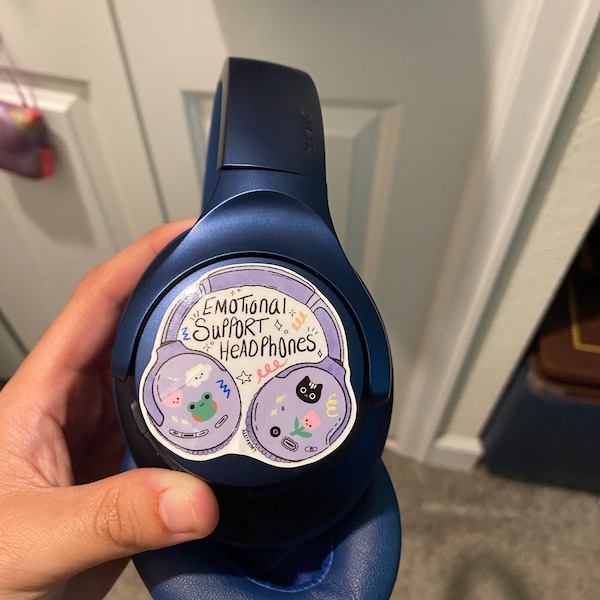 Emotional Support Headphones Vinyl Sticker - Etsy