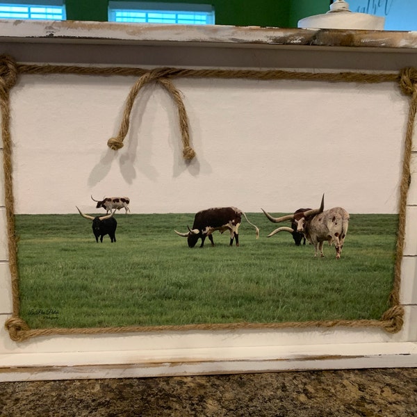 Cow Art Print With Scripture, Cow Wall Art on Canvas, Longhorn Cow ...